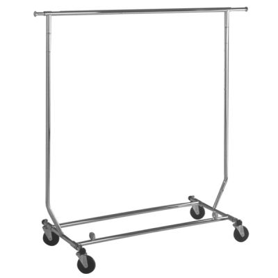 Collapsible Chrome Rolling Rack - Round Tubing by Manhattan Wardrobe Supply